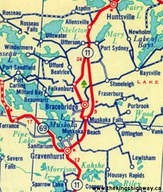 Ontario Highway 11A (Muskoka) Route Map - The King's Highways of Ontario