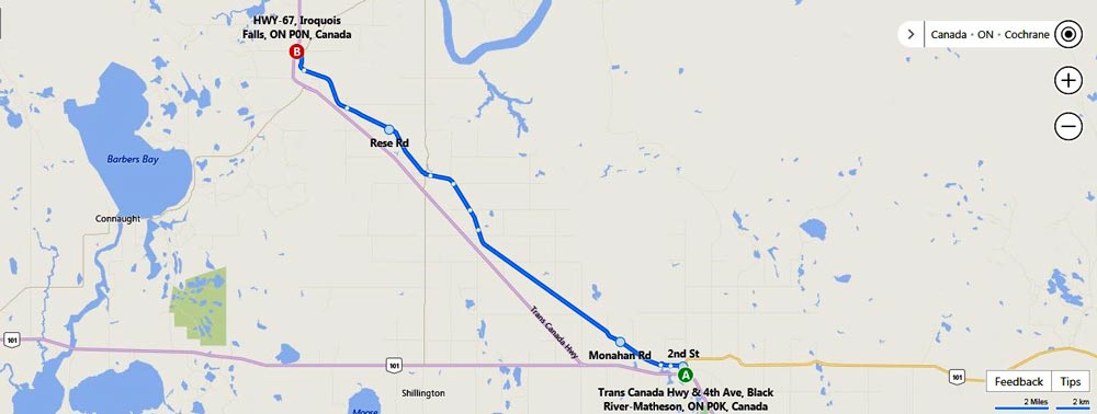 Ontario Highway 11B (Matheson) Route Map - The King's Highways of Ontario
